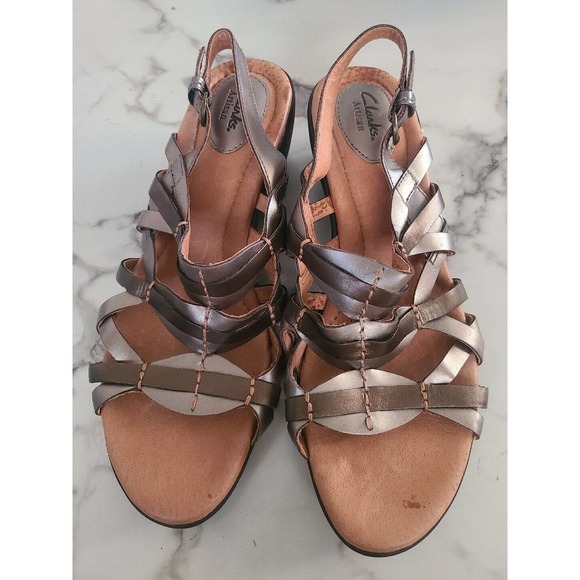 Clarks | Shoes | Clarks Womens Artisan Slingback Strappy Wedge Sandals ...